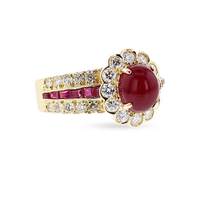 Van Cleef and Arpels Ruby Cabochon and Diamond Floral Ring, 18k For ...