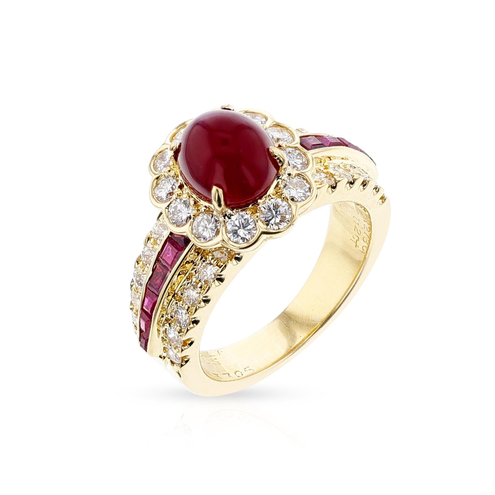 Van Cleef and Arpels Ruby Cabochon and Diamond Floral Ring, 18k For ...