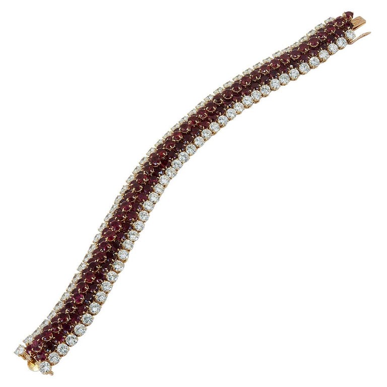 Van Cleef and Arpels Ruby Diamond Bracelet For Sale at 1stDibs