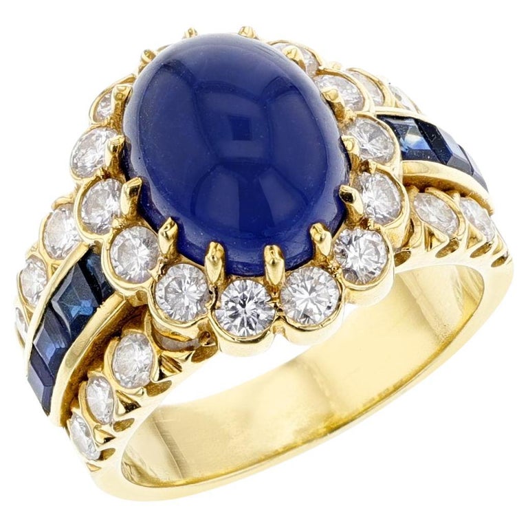 Van Cleef and Arpels Sapphire Cabochon and Diamond Floral Ring, 18k For ...