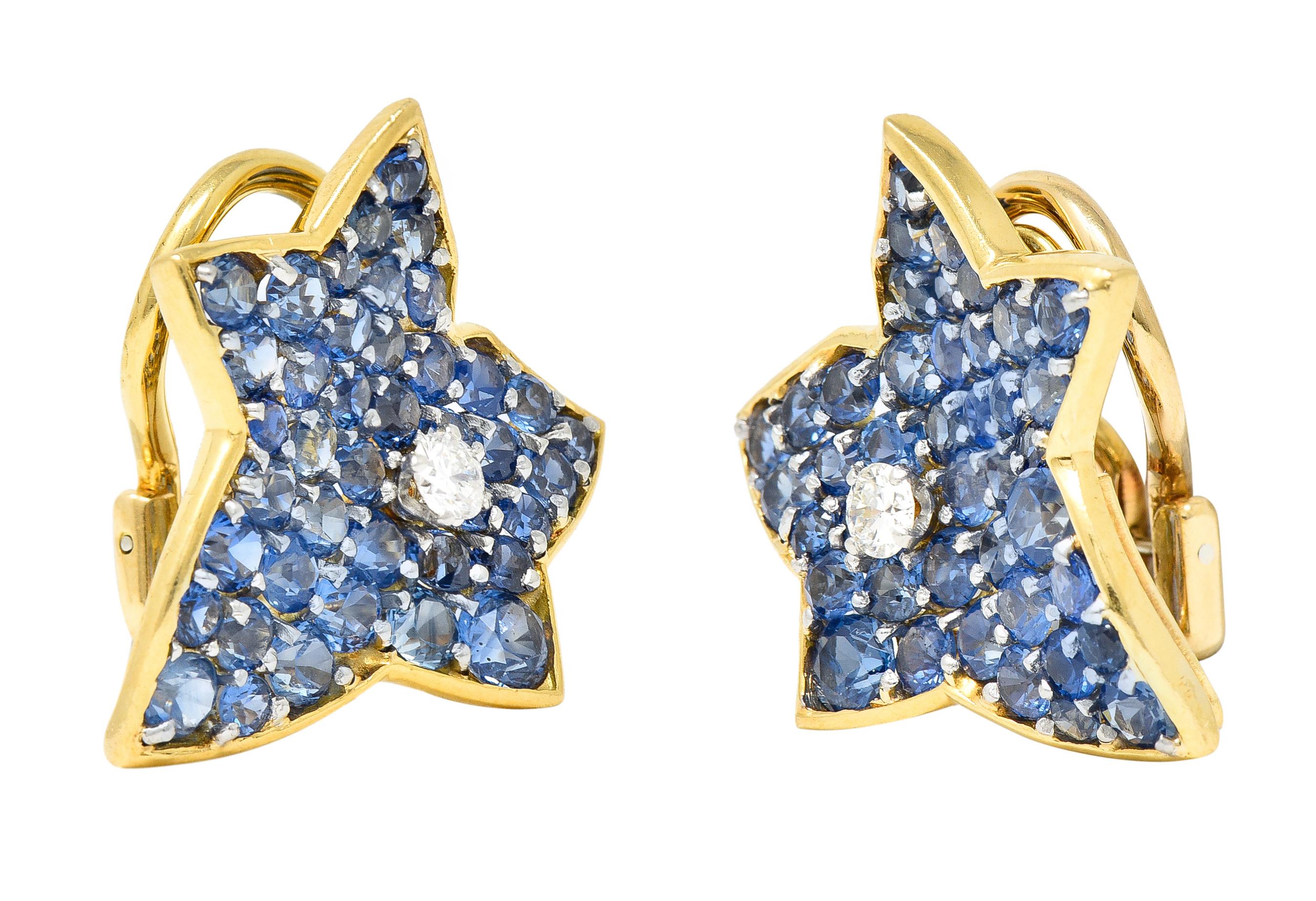 Van Cleef and Arpels Sapphire Diamond Platinum 18 Karat Yellow Gold ...