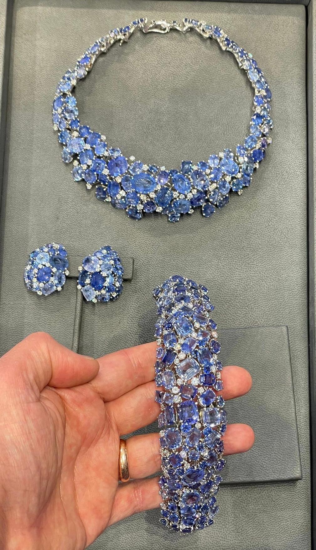 Van Cleef and Arpels Sapphire Necklace, Bracelet, and Earrings Set For ...