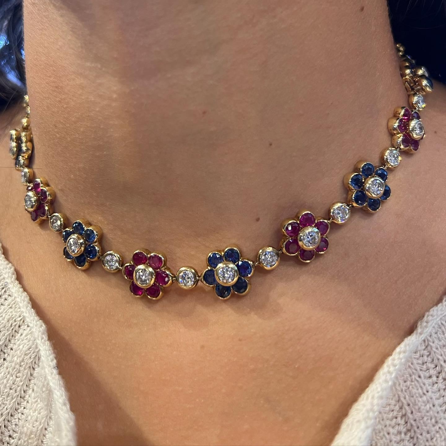 Van Cleef and Arpels Sapphire Ruby and Diamond Convertible Necklace For ...