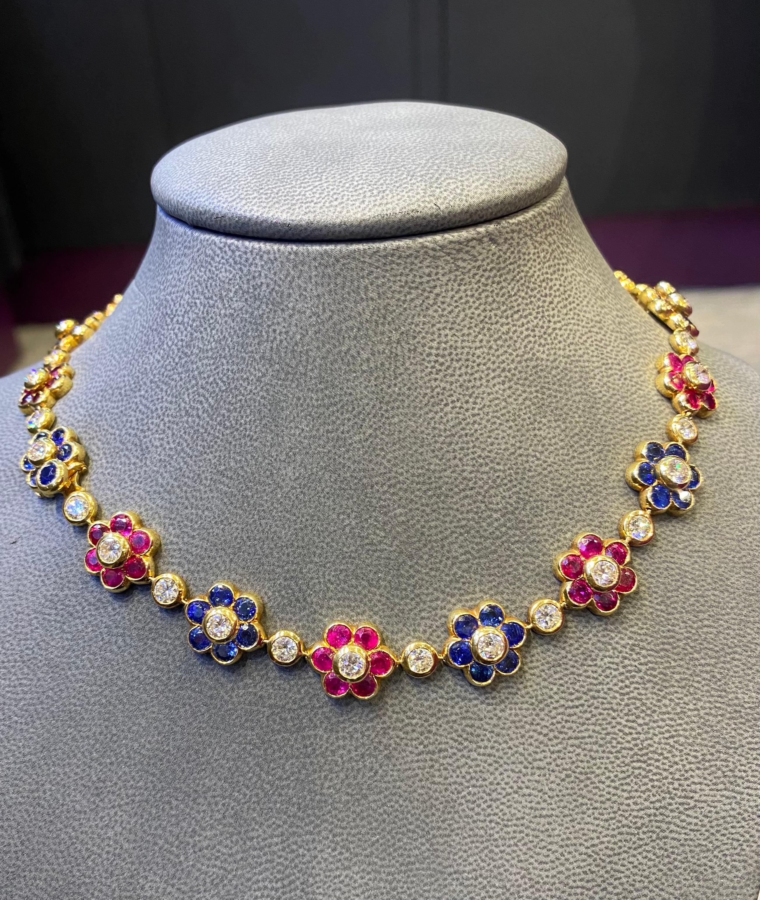 Van Cleef and Arpels Sapphire Ruby and Diamond Convertible Necklace For ...