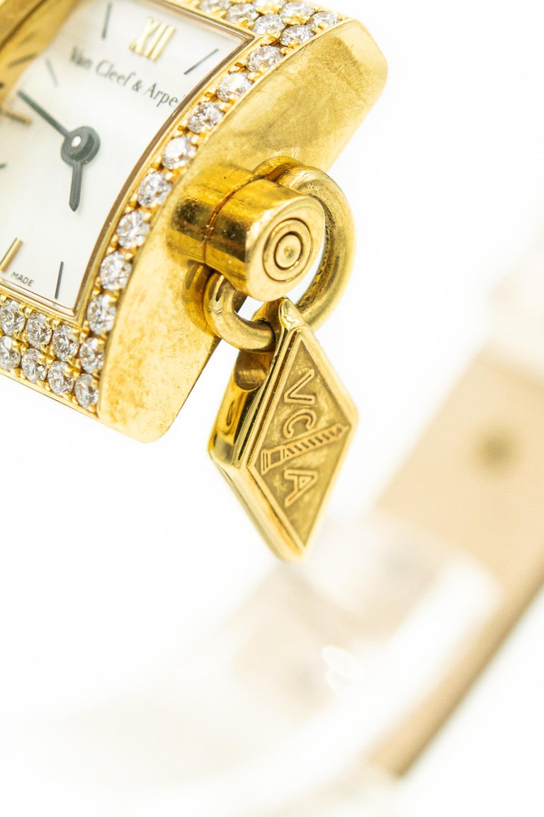 Van Cleef and Arpels Secret Pavée Diamond 18k Yellow Ladies Watch Ref ...