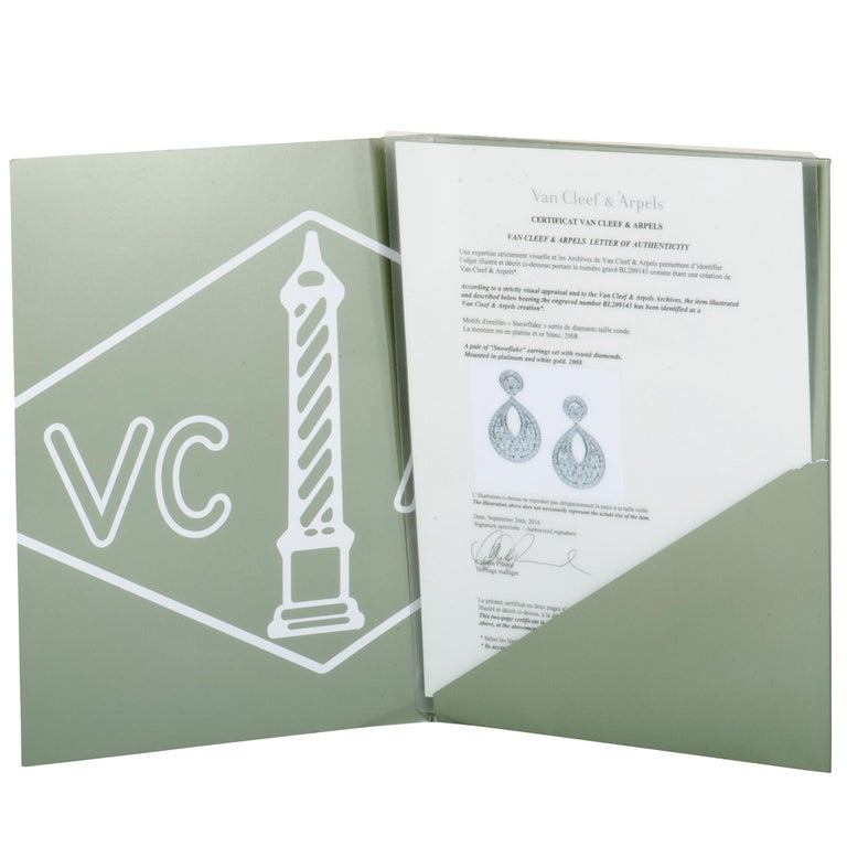 Van Cleef and Arpels Snowflake Diamond Platinum Large Omega Back ...