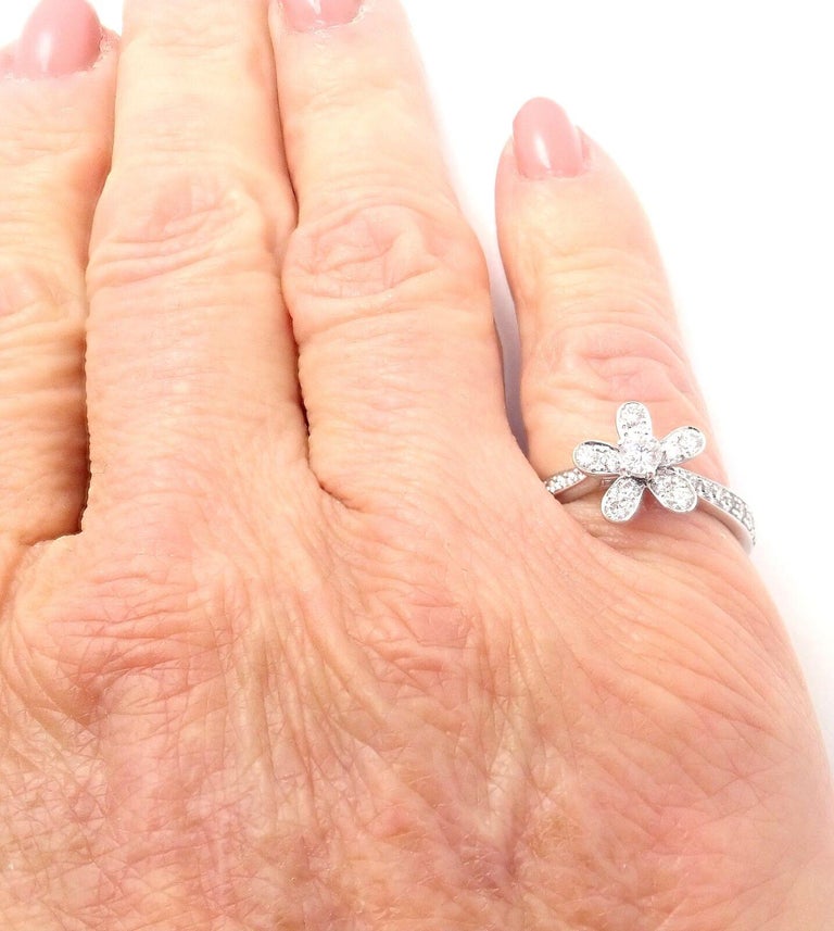 Van Cleef and Arpels Socrate Diamond One Flower White Gold Ring For ...