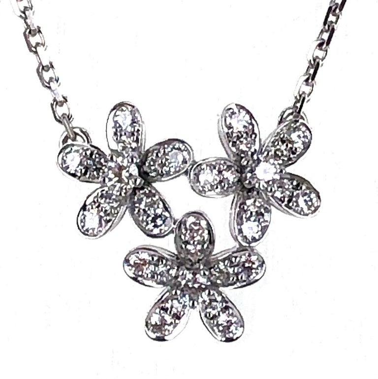 Van Cleef and Arpels Socrate Diamond Three Flower Pendant 18 Karat ...