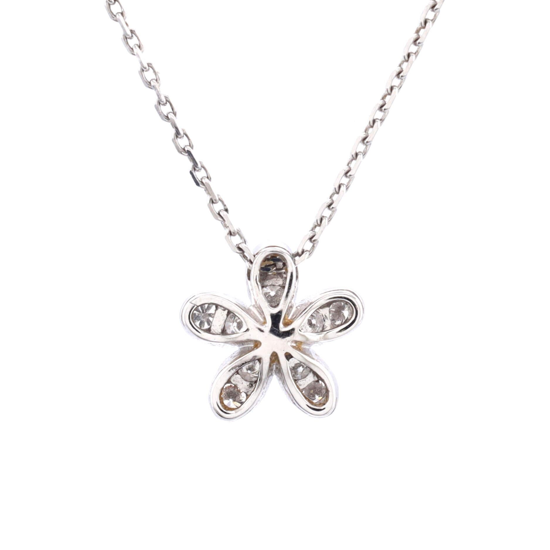Van Cleef and Arpels Socrate Flower Pendant Necklace 18k White Gold and ...