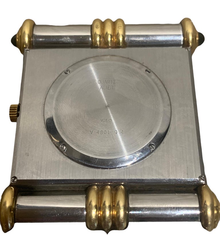 Van Cleef and Arpels Steel and 18 Carats Yellow Gold Travel Clock For ...