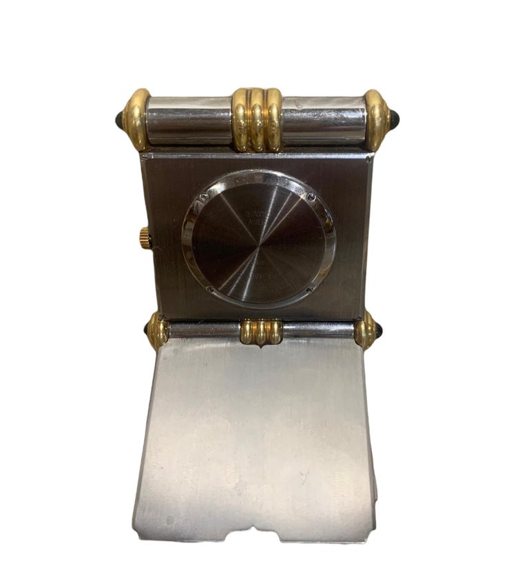 Van Cleef and Arpels Steel and 18 Carats Yellow Gold Travel Clock For ...