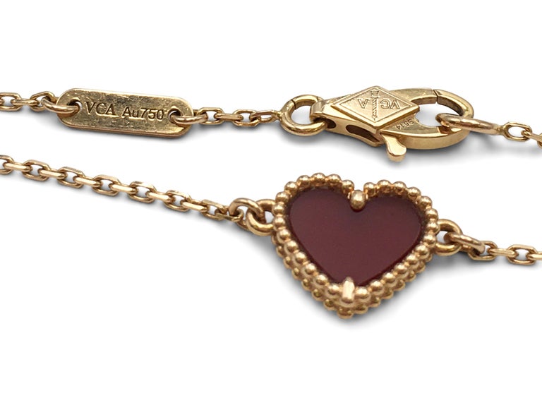 Van Cleef and Arpels 'Sweet Alhambra Heart' Gold and Carnelian Bracelet ...