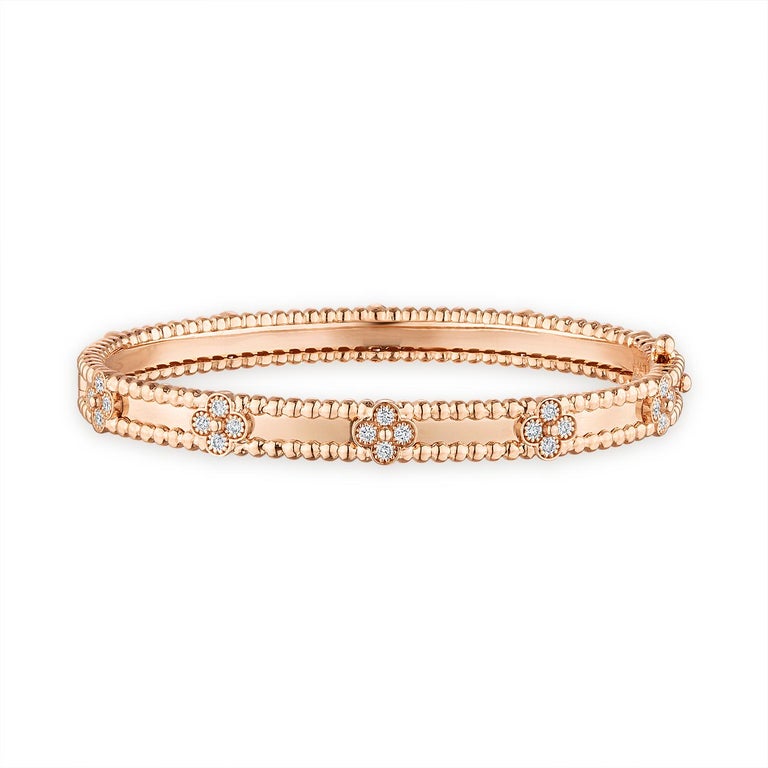 Van Cleef Arpels Sweet Perlée Clovers Diamond Bracelet, Size S, Rose ...