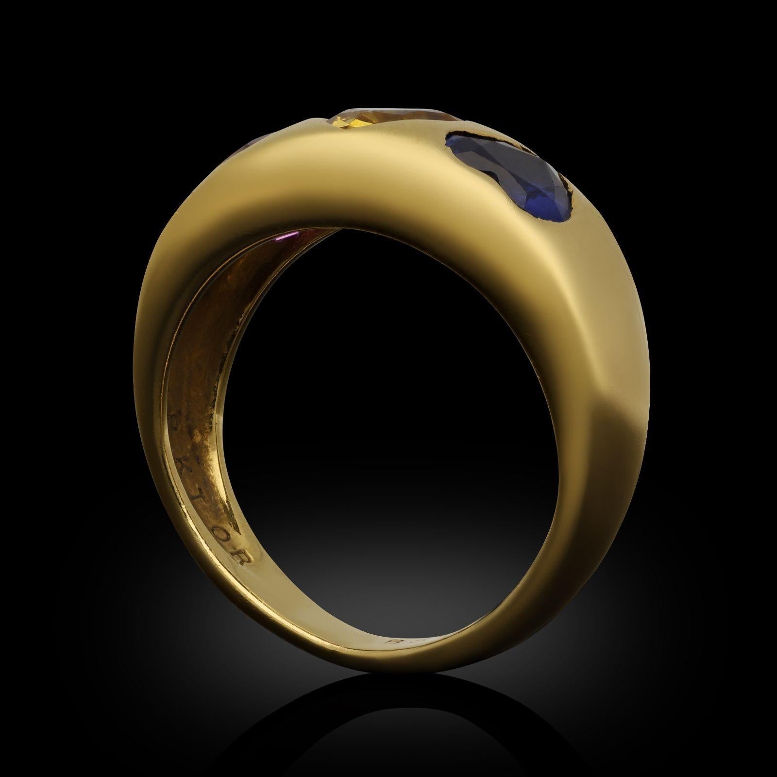 Van Cleef and Arpels Three Heart Shape Sapphires In 18ct Yellow Gold ...