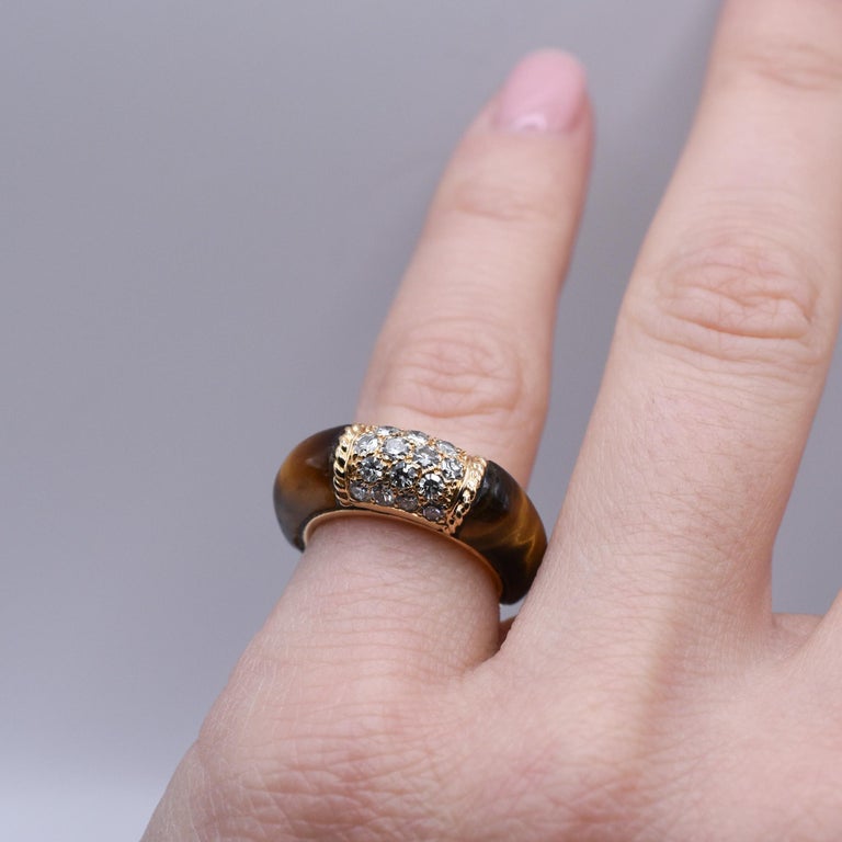 Van Cleef and Arpels Tiger’s Eye and Diamond ‘Philippine’ Ring For Sale ...