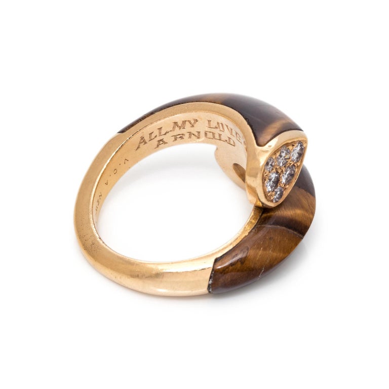 Van Cleef and Arpels Tiger’s Eye and Diamond Ring For Sale at 1stDibs