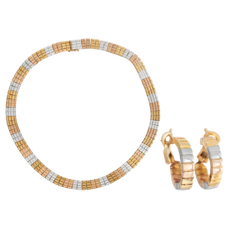 Van Cleef and Arpels Tri-Color Necklace and Earrings Set For Sale at ...