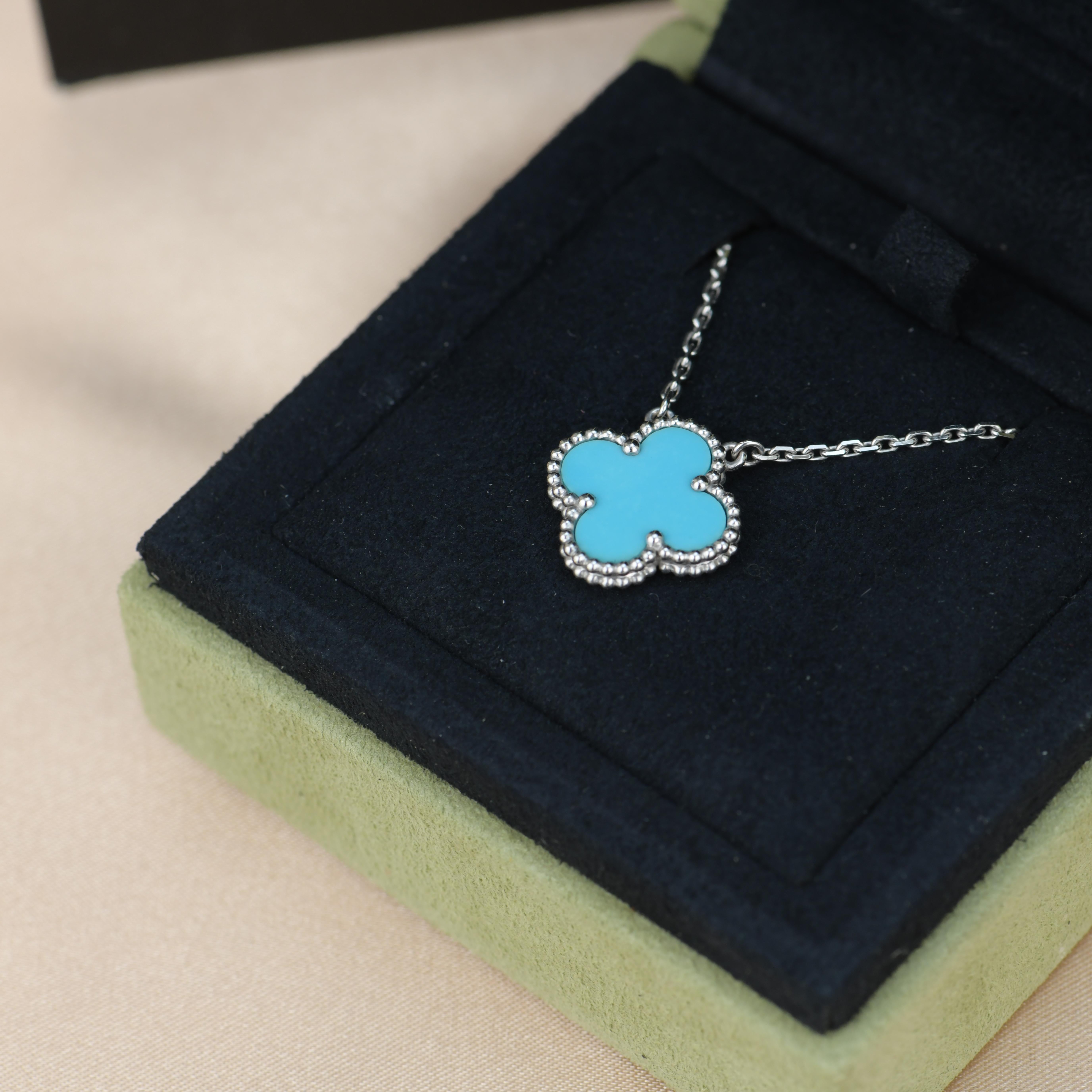 Van Cleef and Arpels Turquoise Alhambra Pendant Necklace at 1stDibs