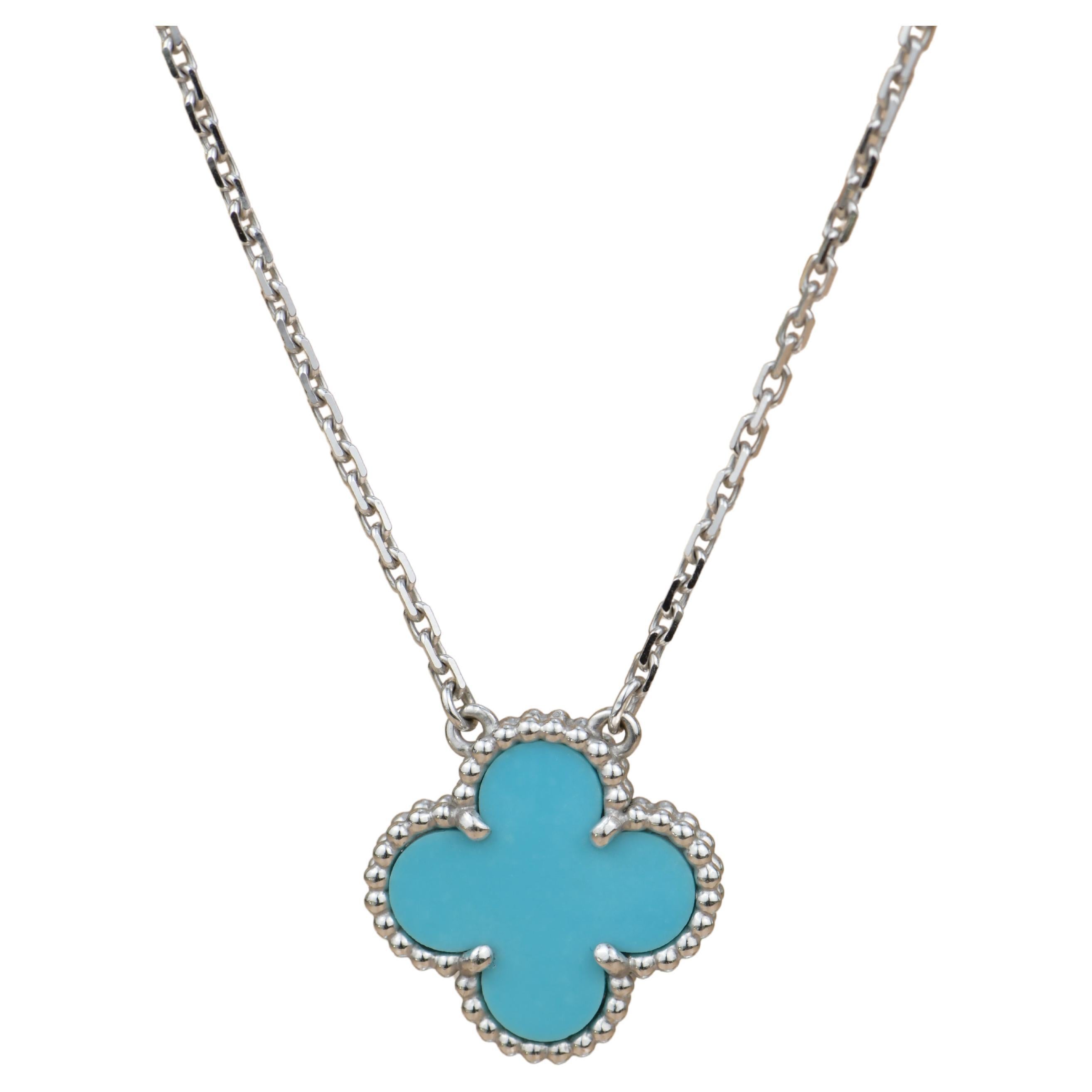 Van Cleef and Arpels Turquoise Alhambra Pendant Necklace at 1stDibs