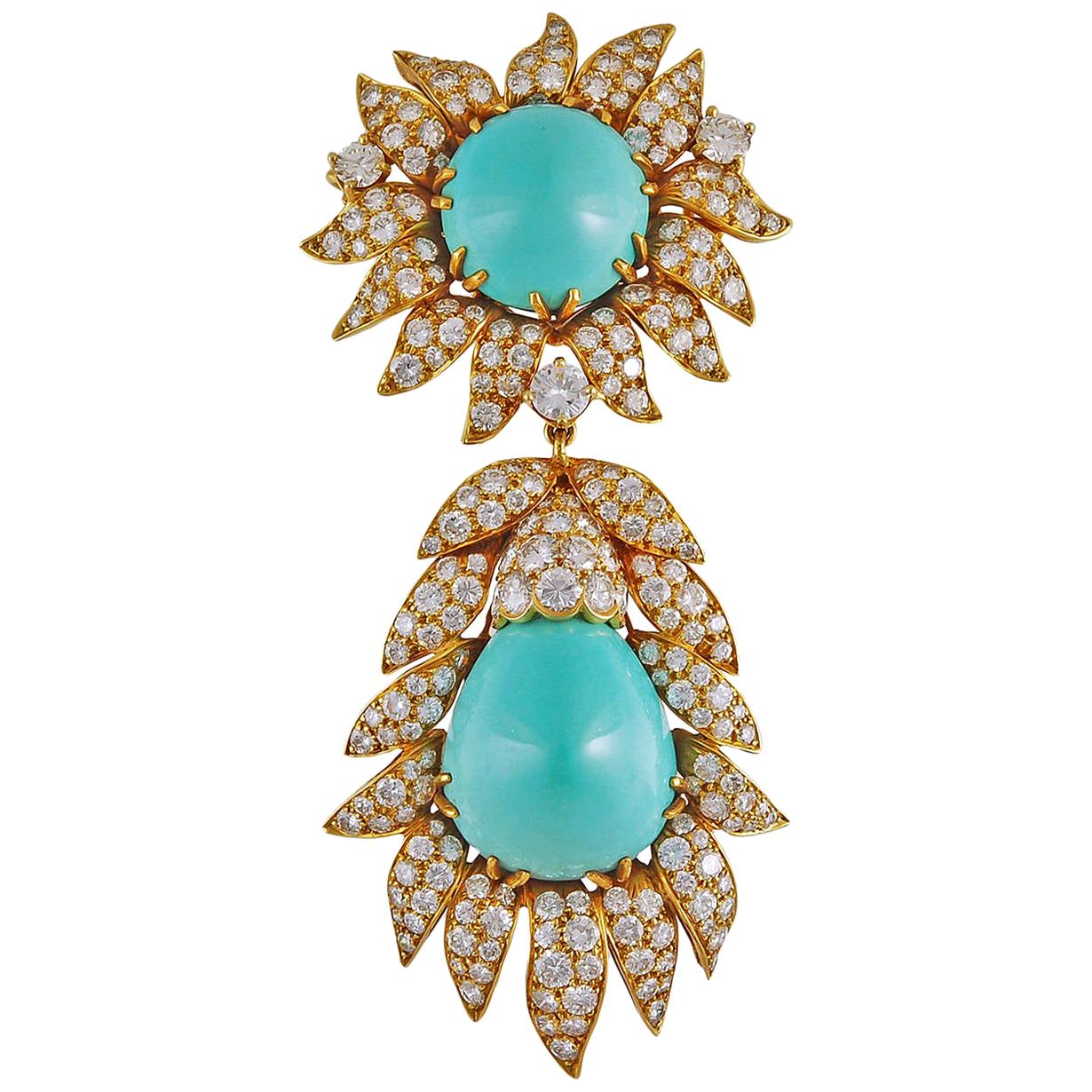 A Magnificent Turquoise and Diamond Parure by Van Cleef at 1stDibs ...