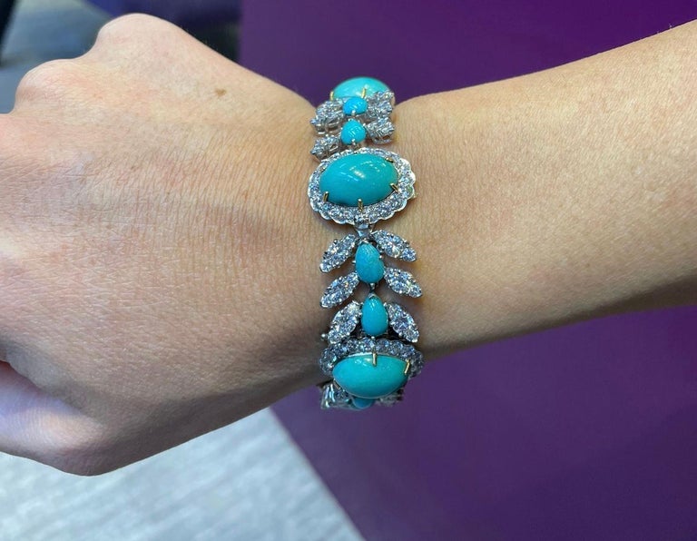 Van Cleef and Arpels Turquoise and Diamond Bracelet For Sale at 1stDibs