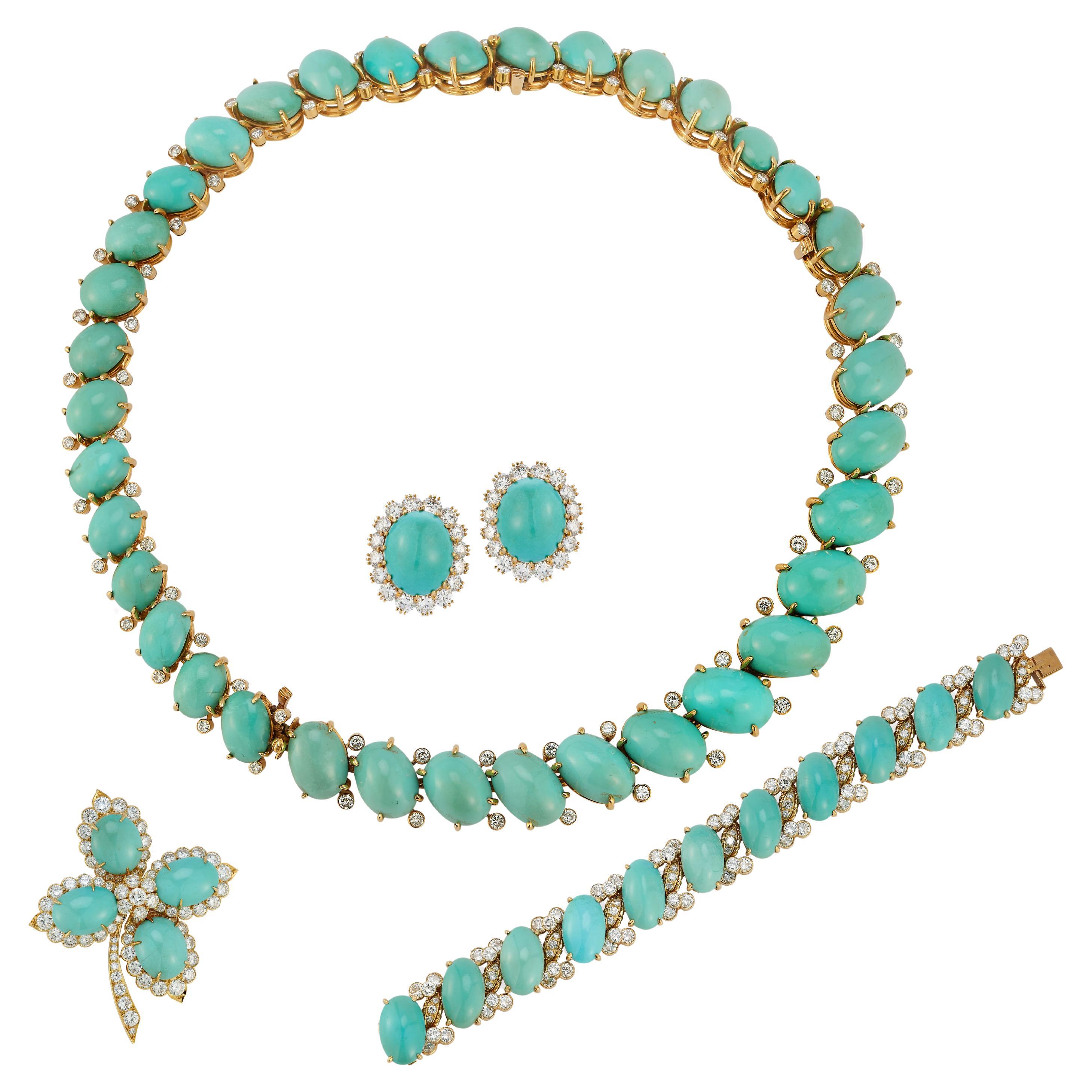 Van Cleef and Arpels Turquoise and Diamond Convertible Necklace For ...