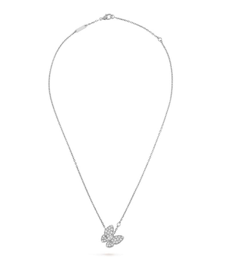 Van Cleef and Arpels Two Butterfly Pendant in 18k White Gold and ...