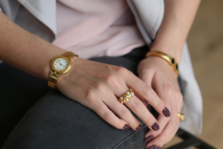 Van Cleef and Arpels 'VCA' 18 Karat Gold and Cultured Pearl Ring at ...