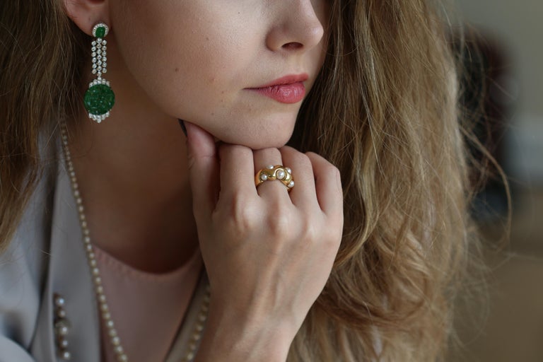 Van Cleef and Arpels 'VCA' 18 Karat Gold and Cultured Pearl Ring at ...