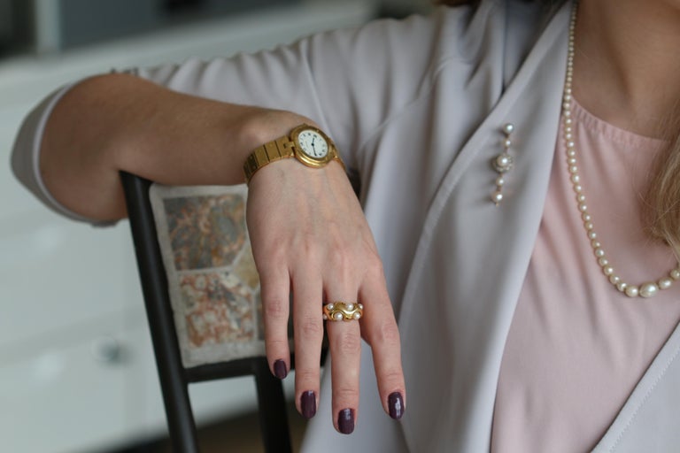 Van Cleef and Arpels 'VCA' 18 Karat Gold and Cultured Pearl Ring at ...