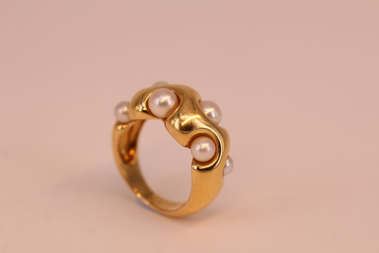 Van Cleef and Arpels 'VCA' 18 Karat Gold and Cultured Pearl Ring at ...