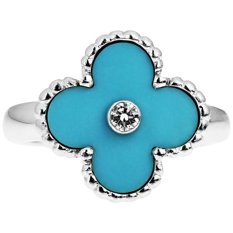 Van Cleef and Arpels VCA Vintage Alhambra ring with Turquoise and ...