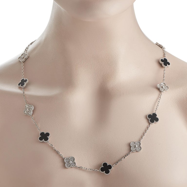 Van Cleef and Arpels Vinatge Alhambra Gold 4.83ct Diamond and Onyx 20 ...
