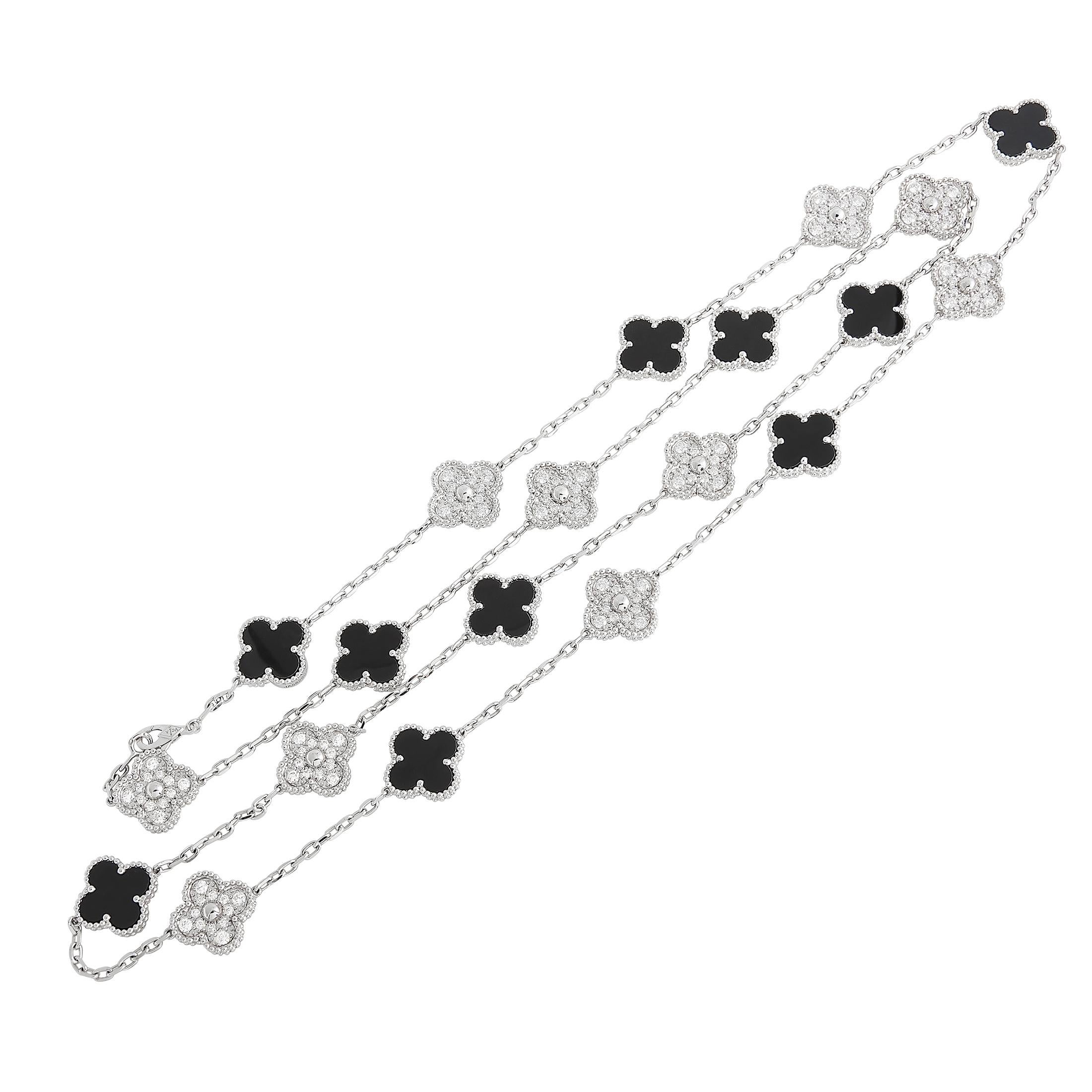 Van Cleef and Arpels Vinatge Alhambra Gold 4.83ct Diamond and Onyx 20 ...