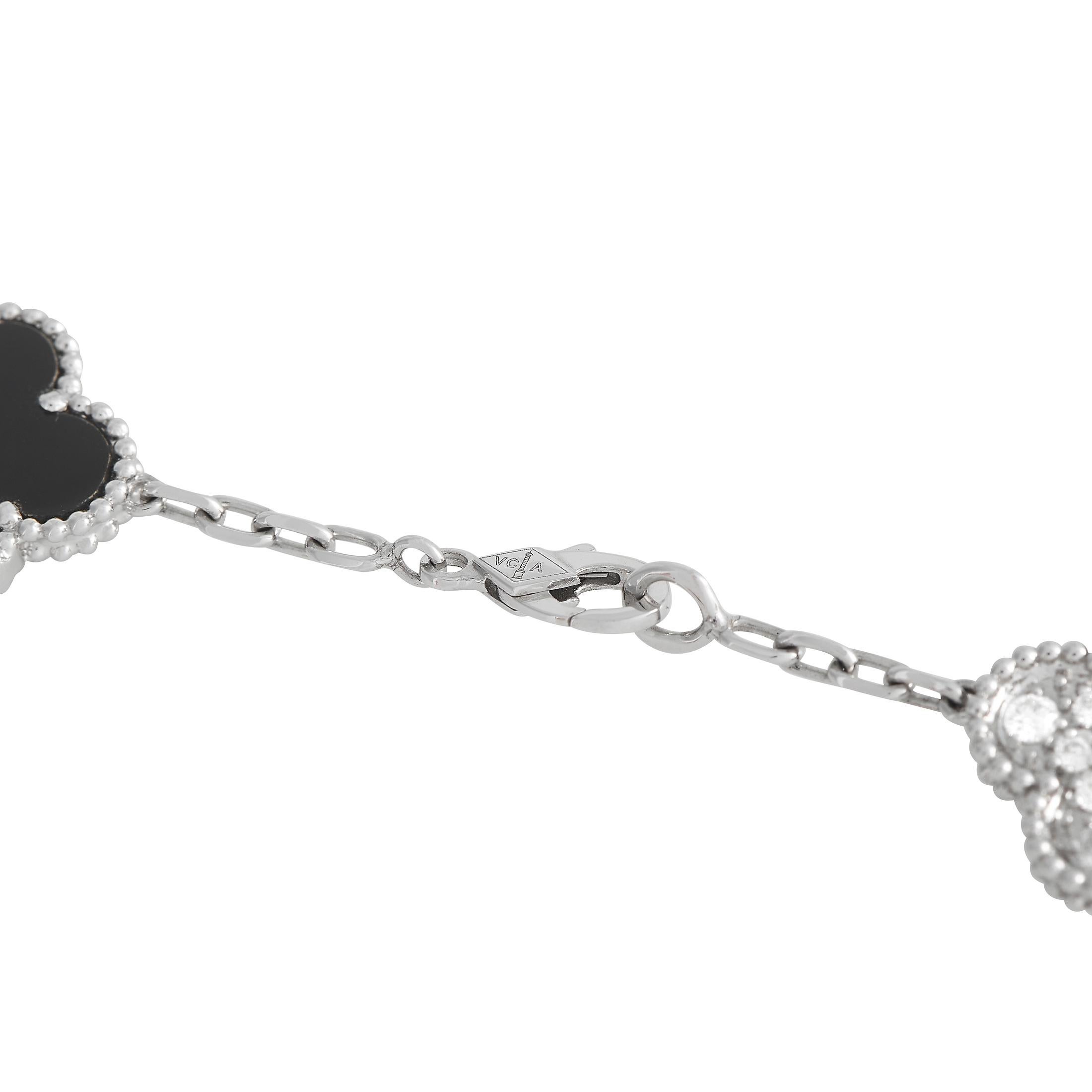 Van Cleef and Arpels Vinatge Alhambra Gold 4.83ct Diamond and Onyx 20 ...