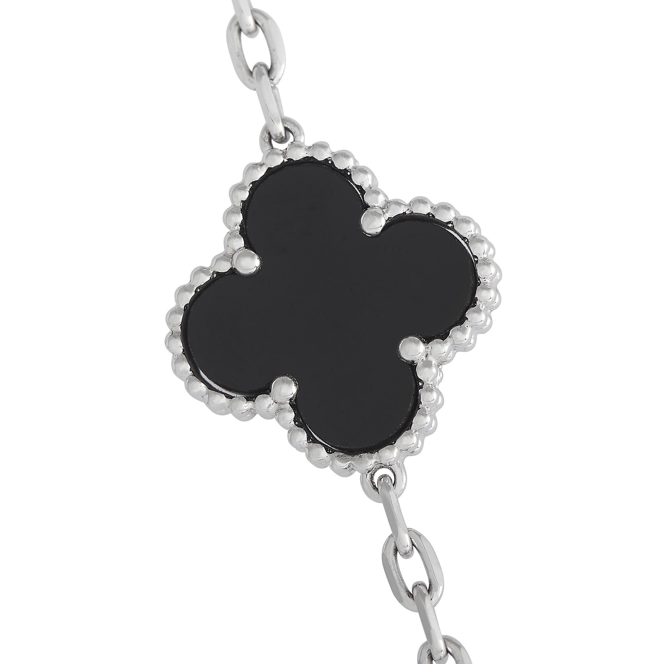 Van Cleef and Arpels Vinatge Alhambra Gold 4.83ct Diamond and Onyx 20 ...