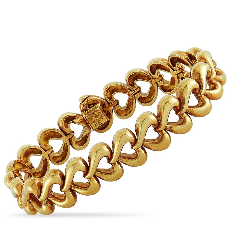 Van Cleef and Arpels Vintage 18 Karat Yellow Gold Heart Link Bracelet ...