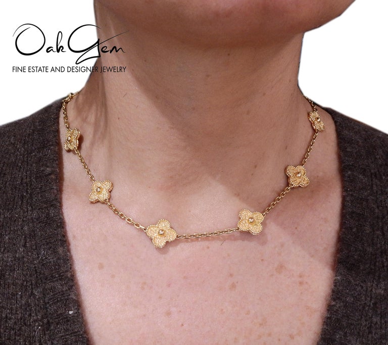 Van Cleef and Arpels Vintage Alhambra 10 Motif Necklace at 1stDibs ...