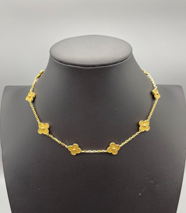 Van Cleef and Arpels Vintage Alhambra 10 Motif Necklace in 18K Yellow ...