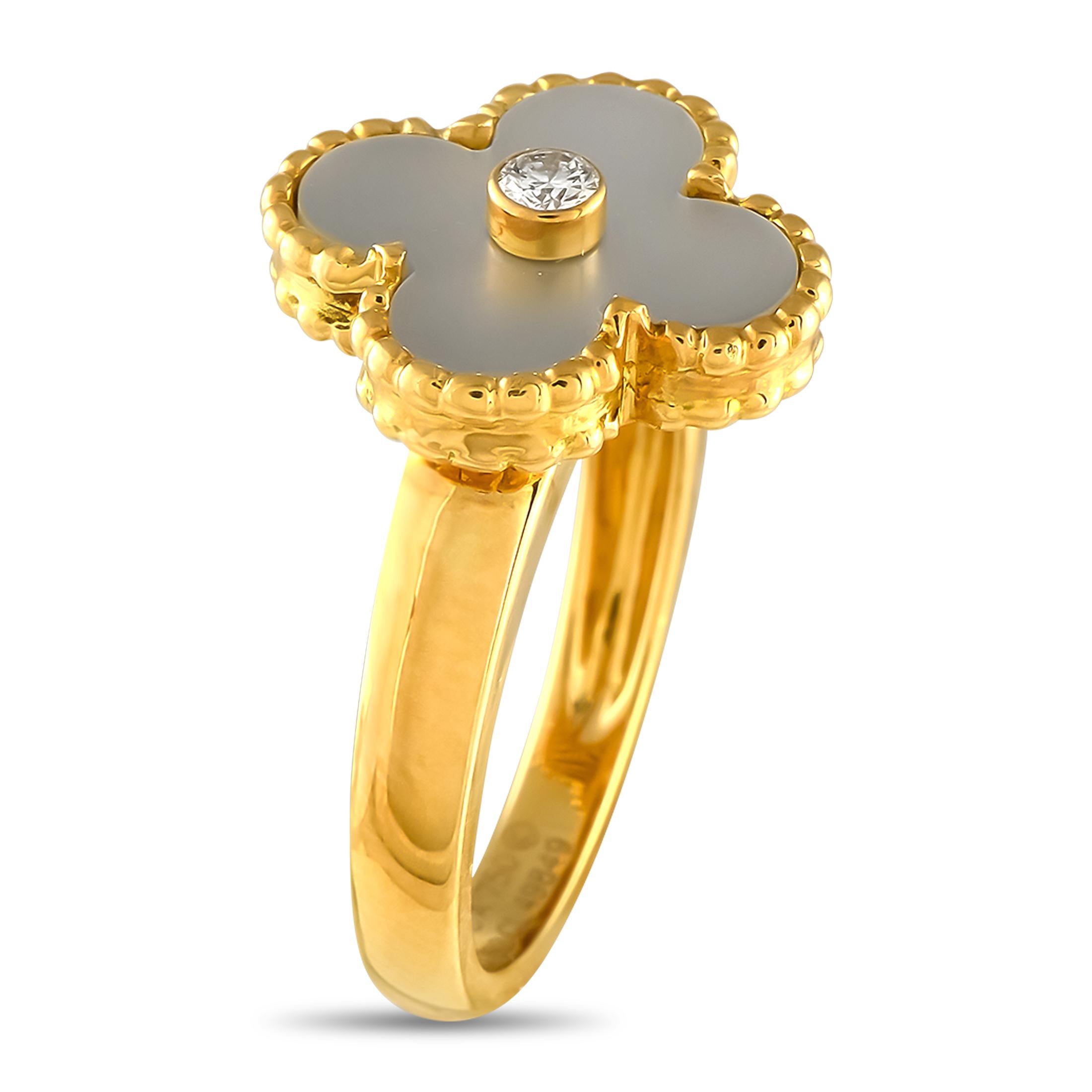 Van Cleef and Arpels Vintage Alhambra 18K Yellow Gold Diamond Mother of ...