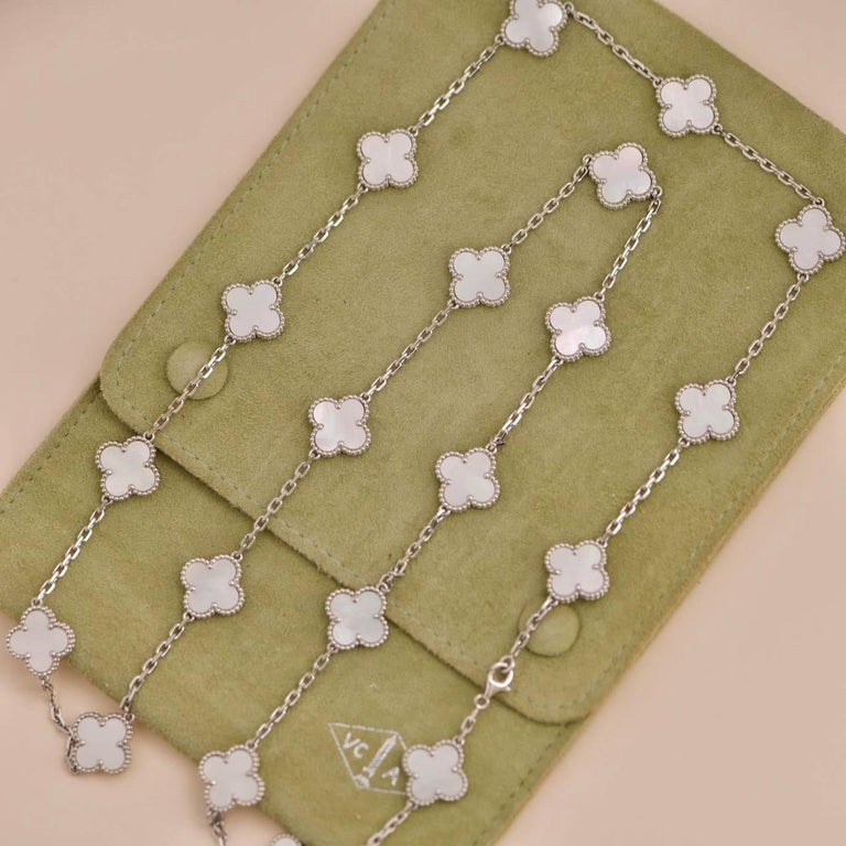 Van Cleef and Arpels Vintage Alhambra 20 Motifs Mother of Pearl Long ...