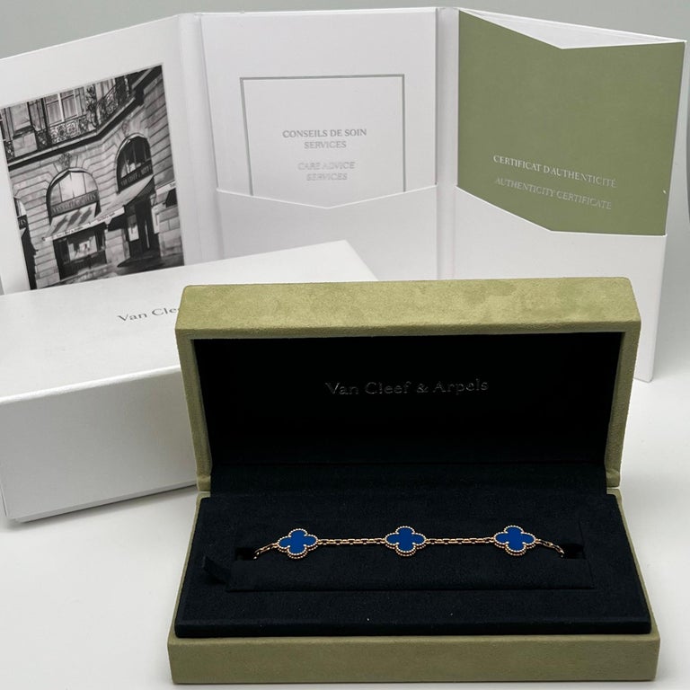 Van Cleef and Arpels Vintage Alhambra 5 Motifs Agate Bracelet 18K ...
