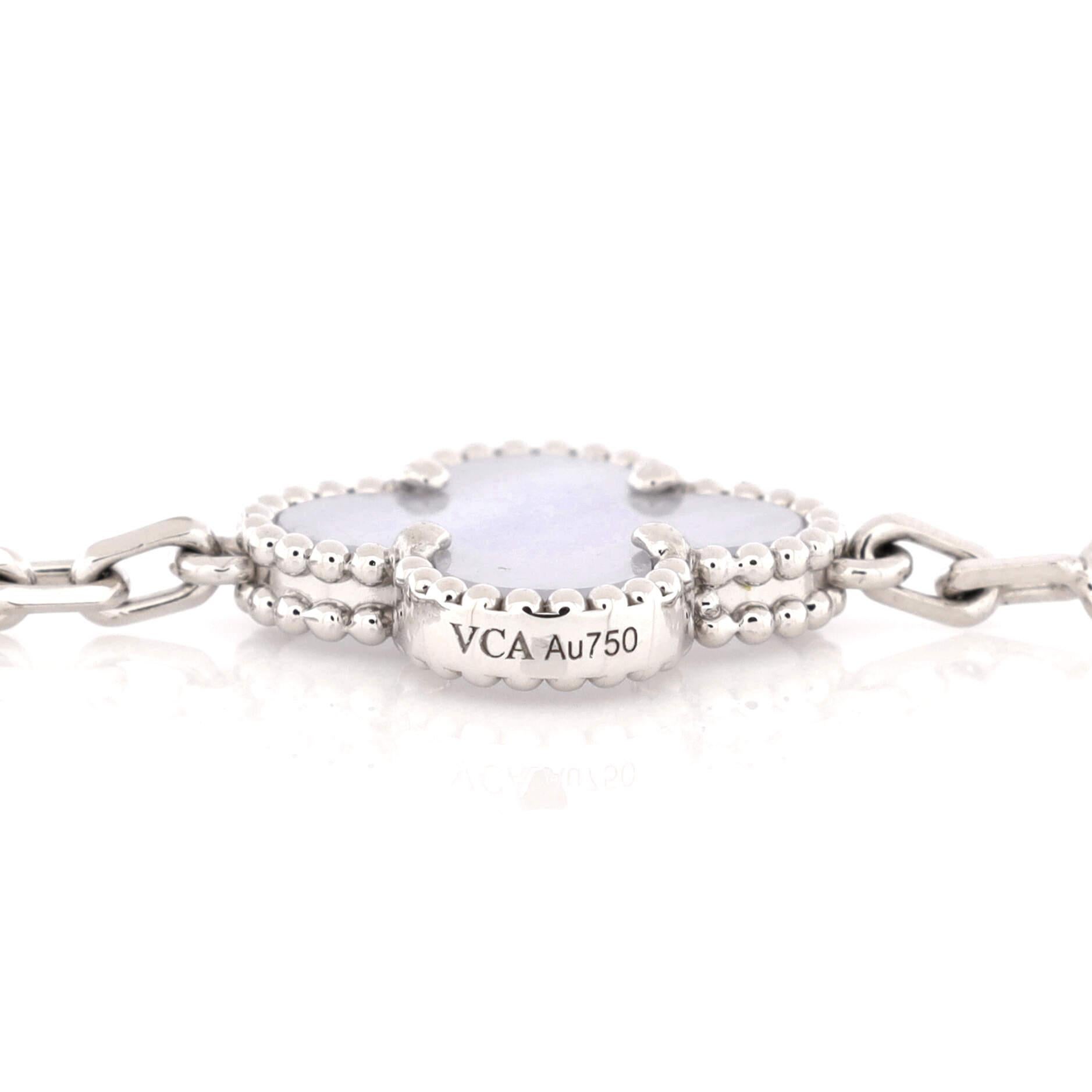 Van Cleef and Arpels Vintage Alhambra 5 Motifs Bracelet 18K White Gold ...