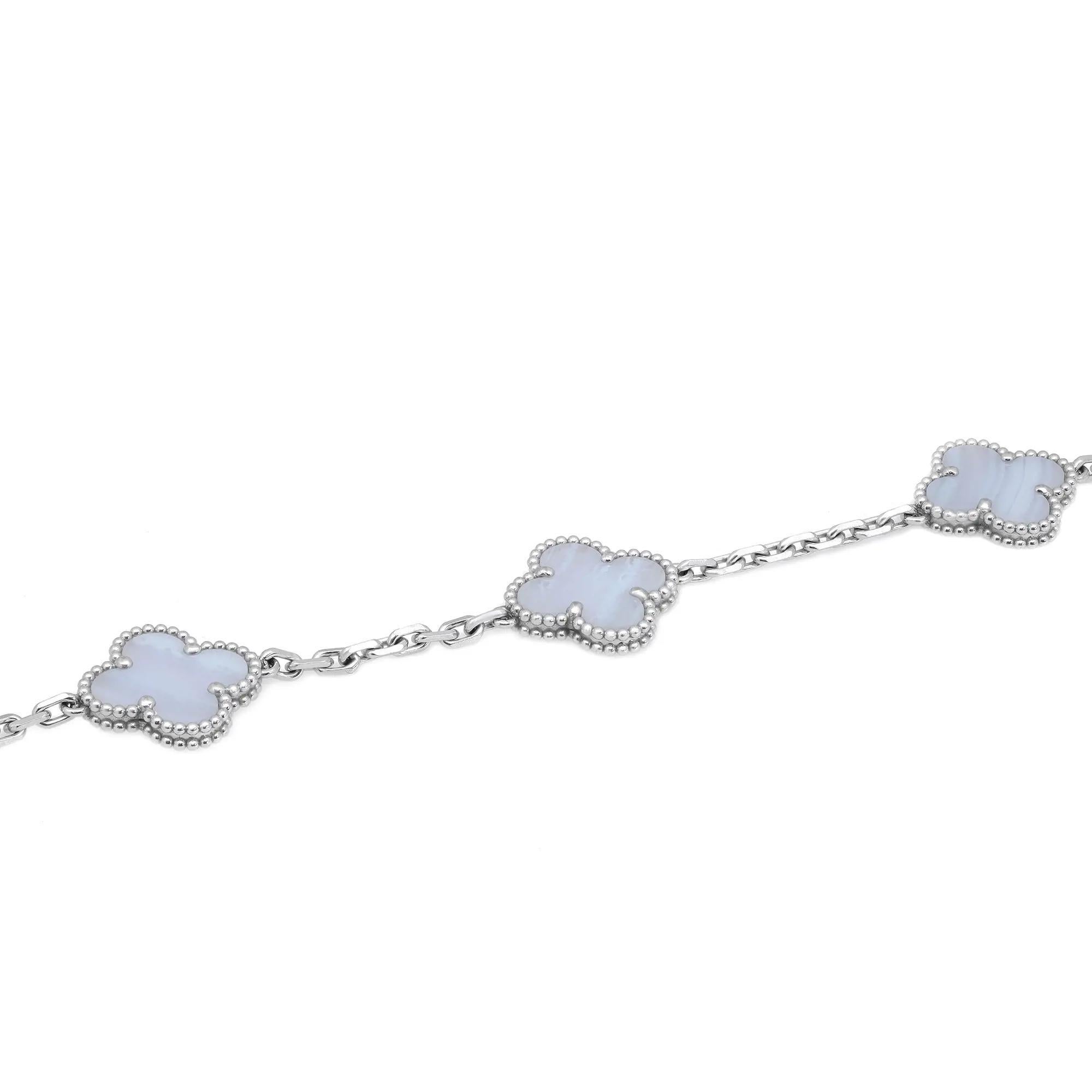 Van Cleef and Arpels Vintage Alhambra 5 Motifs Chalcedony Bracelet 18k ...