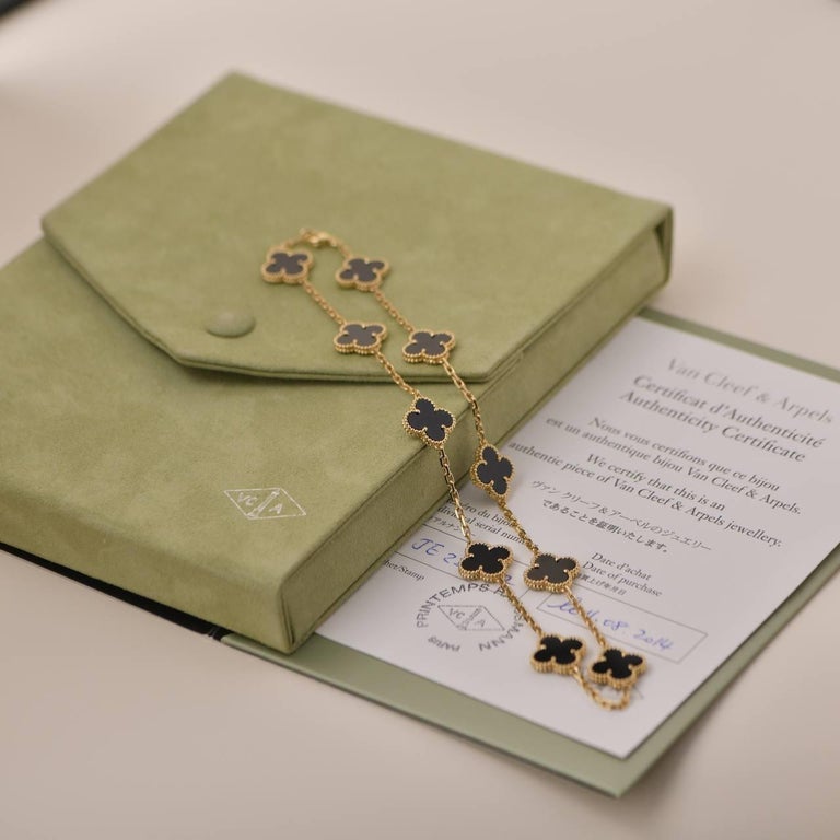 Van Cleef and Arpels Vintage Alhambra Black Onyx 10 Motif Yellow Gold ...