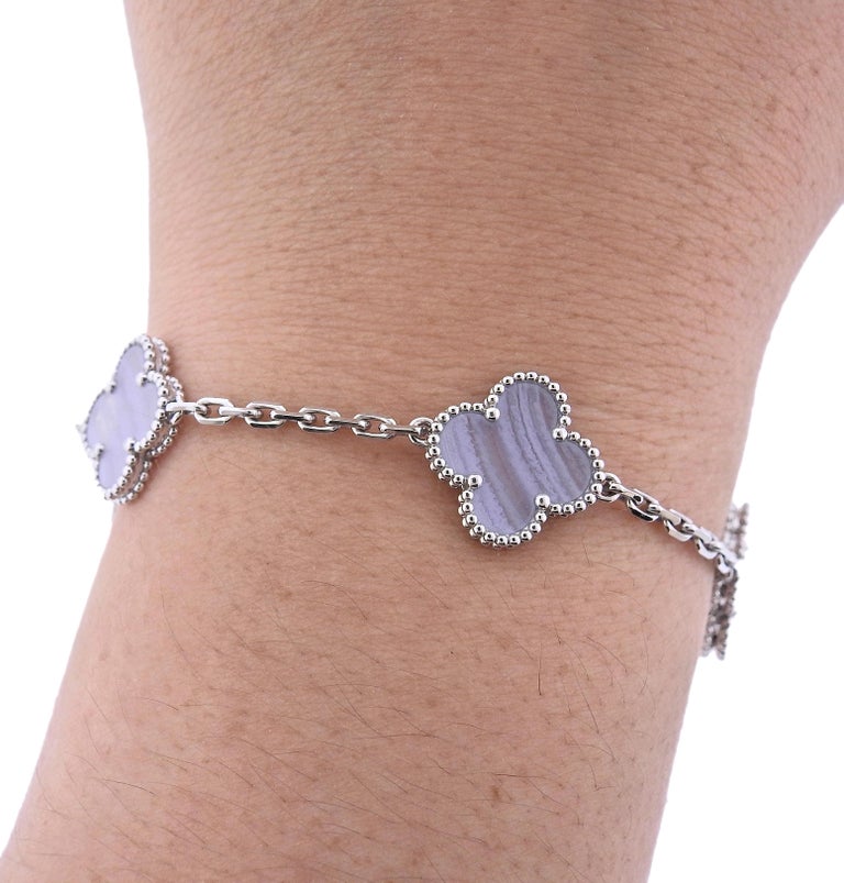 Van Cleef and Arpels Vintage Alhambra Chalcedony White Gold Bracelet at ...