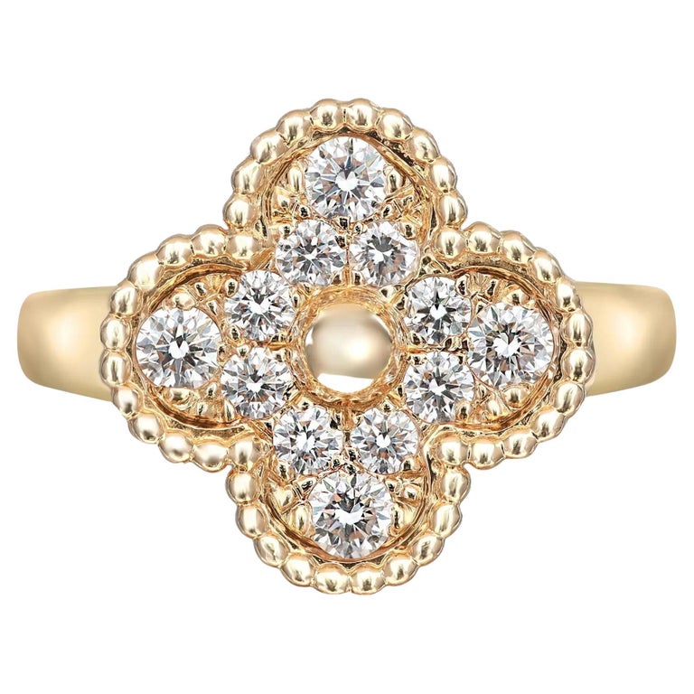 Van Cleef and Arpels Vintage Alhambra Diamond Ring 18k Yellow Gold 0 ...