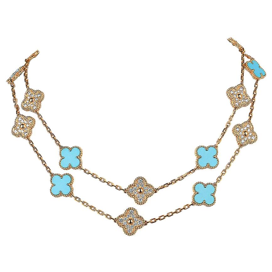Van Cleef and Arpels Vintage Alhambra Gold Ten Motif Clover Necklace at ...