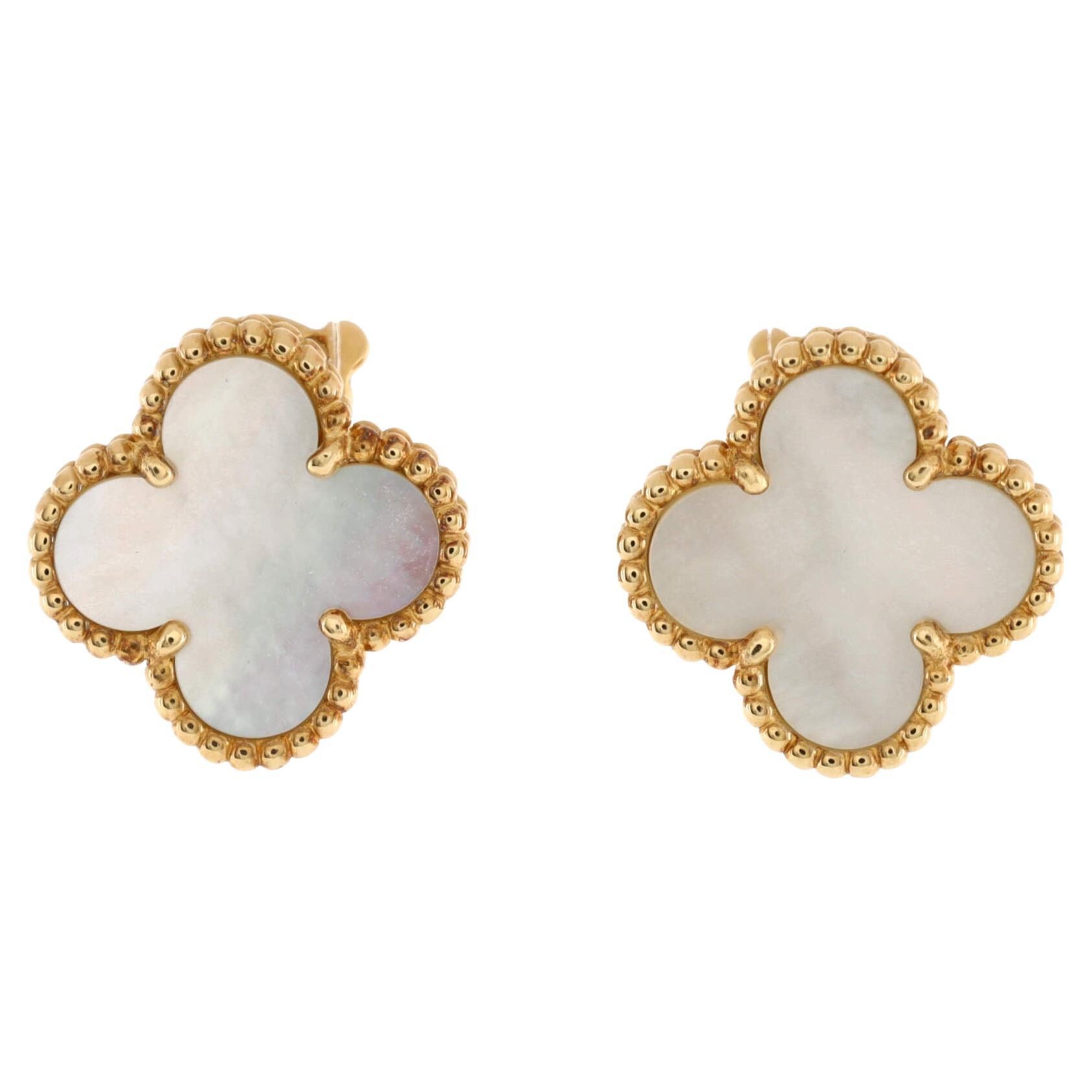 Van Cleef and Arpels Vintage Alhambra Earrings 18K Yellow Gold and ...