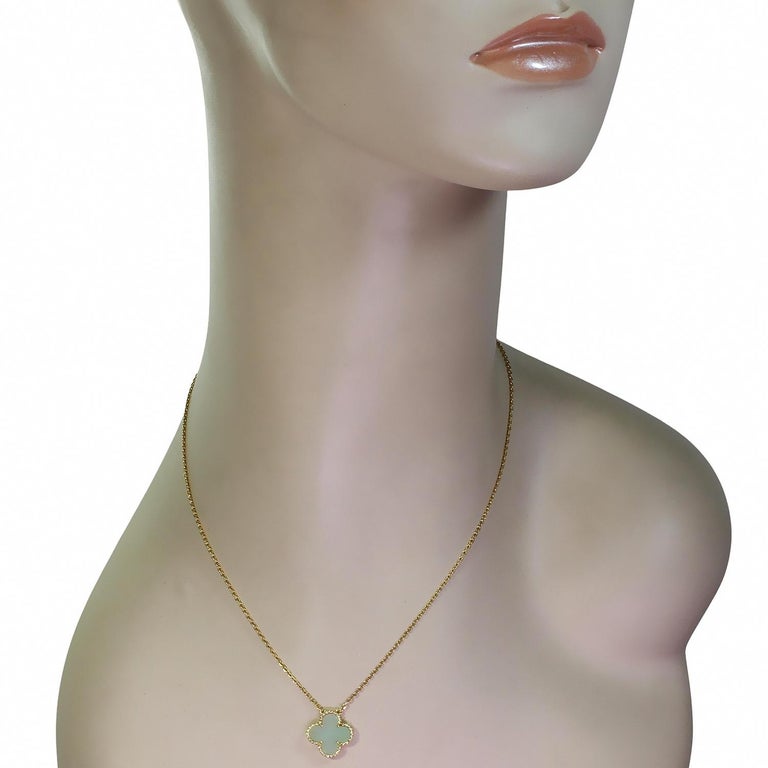 Van Cleef and Arpels Vintage Alhambra Green Jade Yellow Gold Pendant ...